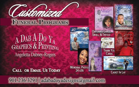 Funeral Programs & Casket In-Lays by A Dab A Do Ya Graphics & Printing ...