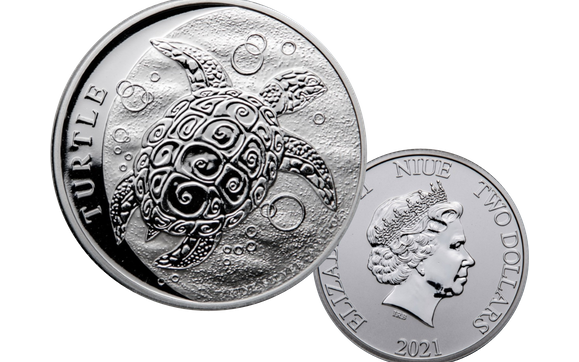 2021 1oz Silver New Zealand Fiji Turtle Bullion Coin by Indigenous Law ...