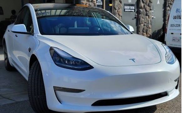 2021 Tesla Model 3, Full front windshield tinted by Bluemax Tinting in ...