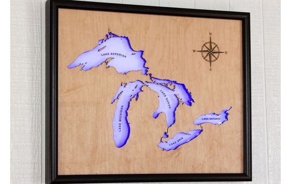Great Lakes LED Wall Map by Four Crows Creative Studio in Spring Lake ...