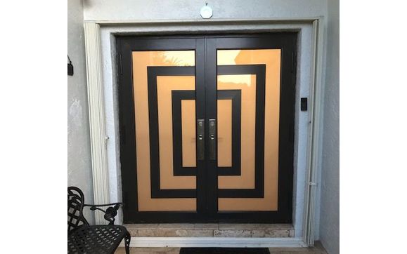 ESW Double Door with Grid Design by Blue Diamond Impact Windows and ...