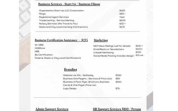 MLP's Individual Service Menu by MLP Business Support Services, LLC in ...
