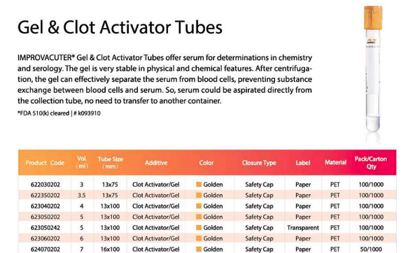 Gold Top Gel & Clot Activator Blood Collection Tubes by Bridge Global ...