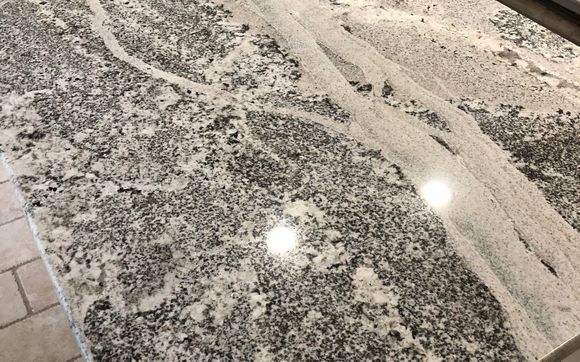 Zermatt Quartzite kitchen counters with stack stone splash. by Central ...