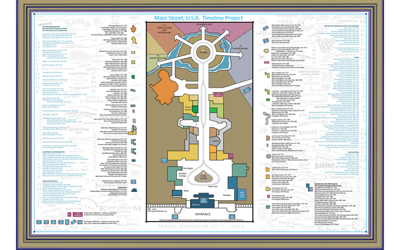 WDW Main Street Map Fan Art by Magic Timeline Maps LLC in Hatboro, PA ...