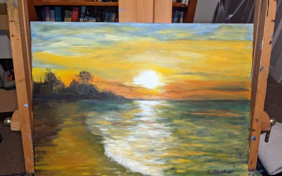 Sunset at the lake by Original oil paintings by Cynthia Marker in ...
