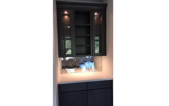 Cabinets glass and backsplash mirror. by Bena Glass, LLC. in Spring, TX ...