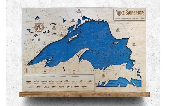 Wooden Engraved Lake Maps by Sportsman's Connection in Superior, WI ...