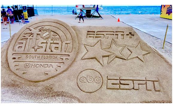 NHL Allstar ESPN beach festival Sand Sculpture by Sandman Beach Art in ...