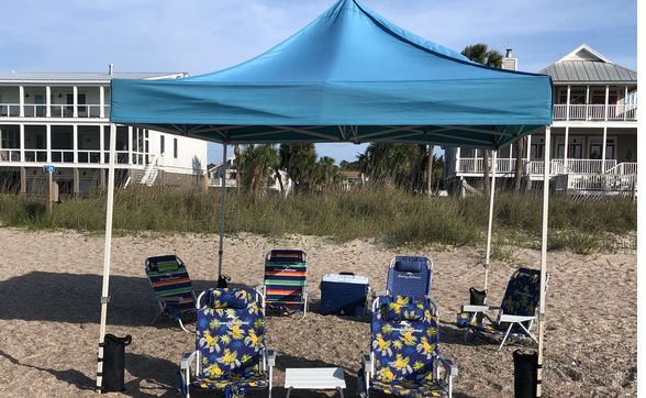 Beach canopies, umbrellas, and beach chairs. by Edisto Beach in Edisto ...