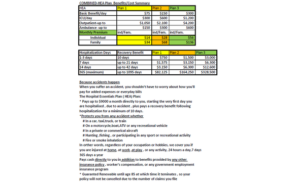 Hospitalized Essential Accident Plan from Combined Insurance by Carte ...
