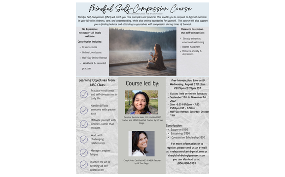 Mindful Self-Compassion Course by Carolina Velez Consulting in ...