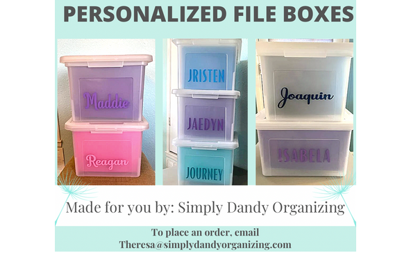 Personalized file boxes by Simply Dandy Organizing in Odessa, TX ...