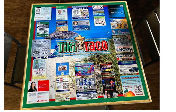 Tiki Taco Table Top Advertising by KJS Table Tops in Summerville, SC ...