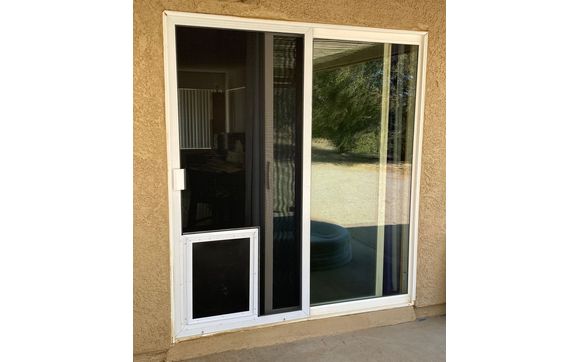 Sliding screen doors with doggy door. by Screenmobile of Palmdale in ...