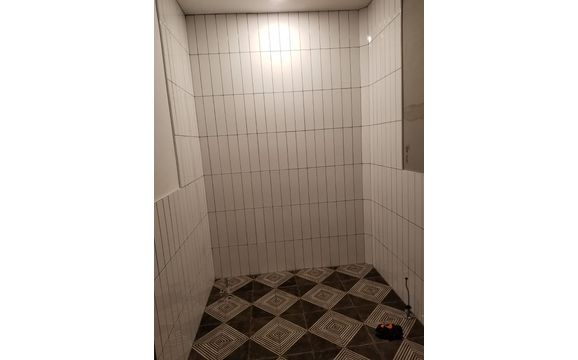 porcelain tile on Floor and subway tile on roof by Expert Touch Tiling ...