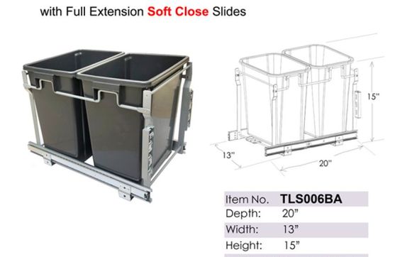 20” Bottom Mount Pull Out Trash Bin Soft-Close by Dallas Cabinet ...