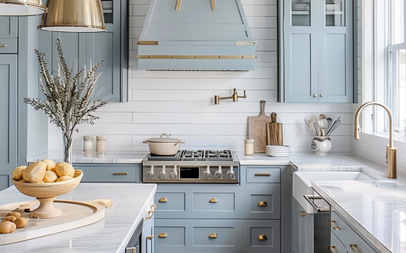 Stunning pale blue kitchen Design by All Arden Design Studio in Lehi ...