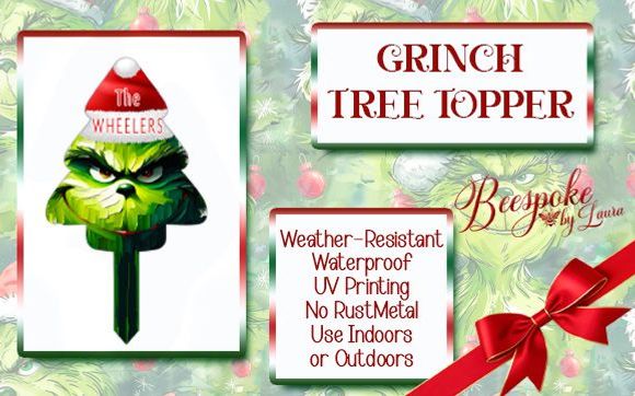 Grinch 3D Look Tree Topper / Grinch Christmas Tree Topper by Beespoke ...