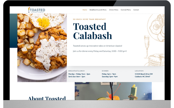 Toasted Restaurant Website Design by The Visual Sense in Calabash, NC ...