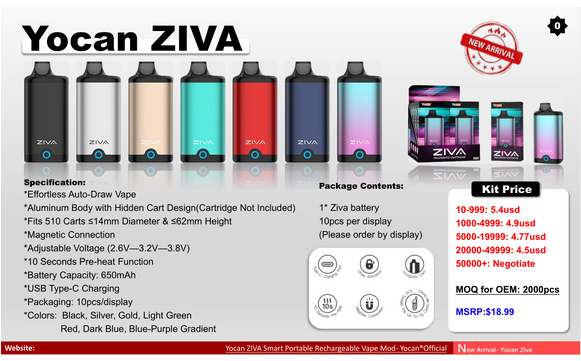 Yocan Ziva hidden cart 510 battery by Yocan Technology in Douglas, WY ...
