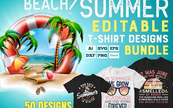 Summer 50 Editable T-shirt Designs Bundle Part 1 by Vector TShirt ...