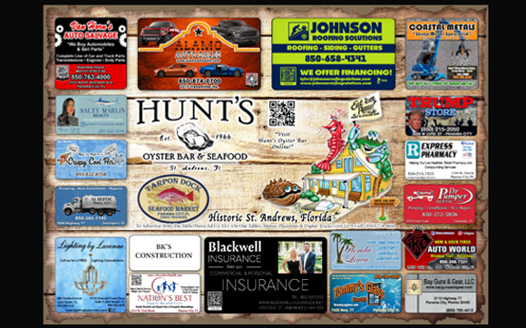 Hunt's Oyster Bar Bartopper by The Table/Menu Ad Co. LLC (Beach Box Ad ...