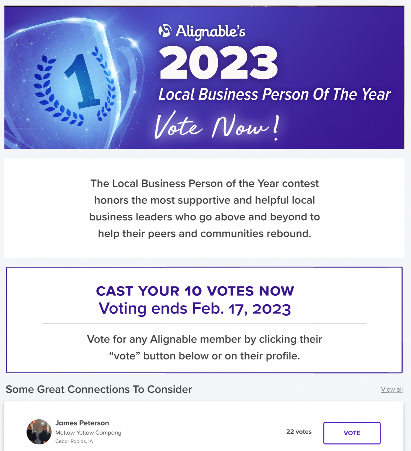 Ready, Set, Go! It's Time For Alignable's 2023 Local Business Person Of ...